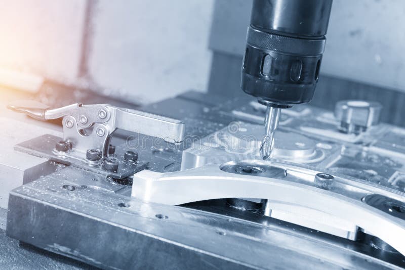 The CNC Milling Machine Cutting the Sample Part Stock Photo - Image of ...