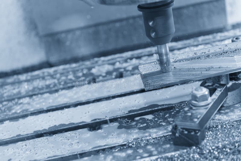 The CNC Milling Machine Cutting the Sample Part Stock Image - Image of ...