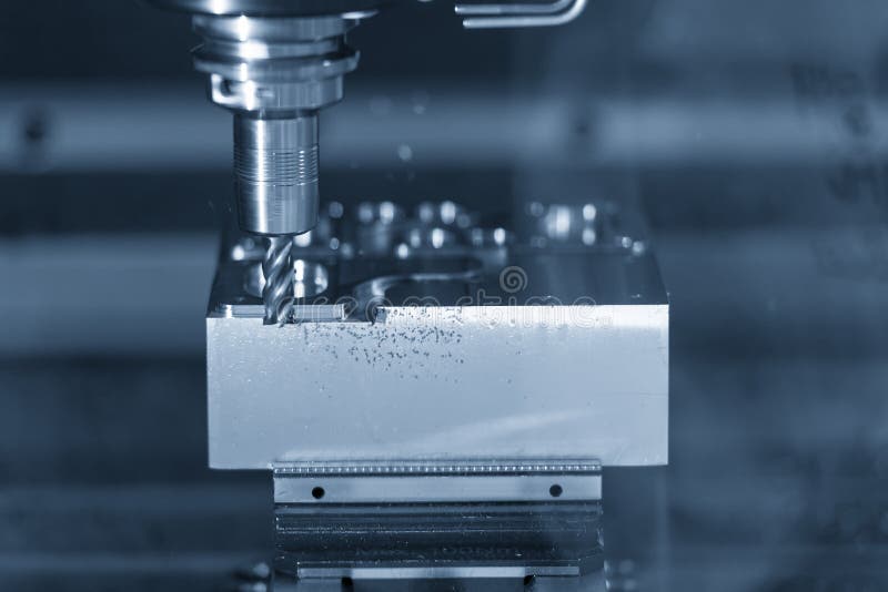 The CNC Milling Machine Cutting the Sample Part. Stock Photo - Image of ...