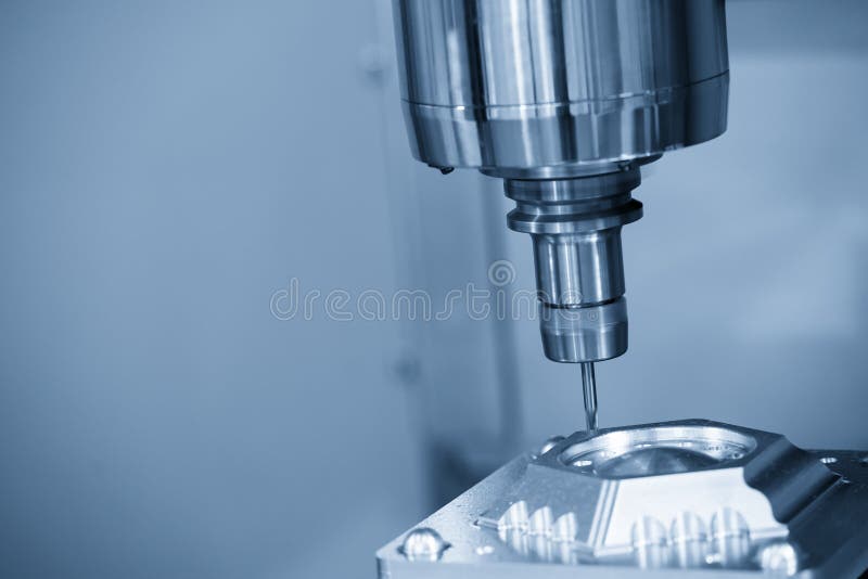 The CNC Milling Machine Cutting the Sample Part. Stock Image - Image of ...