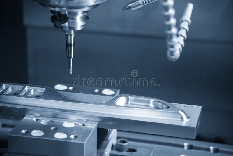 The CNC Milling Machine Cutting the Sample Part. Stock Image - Image of ...