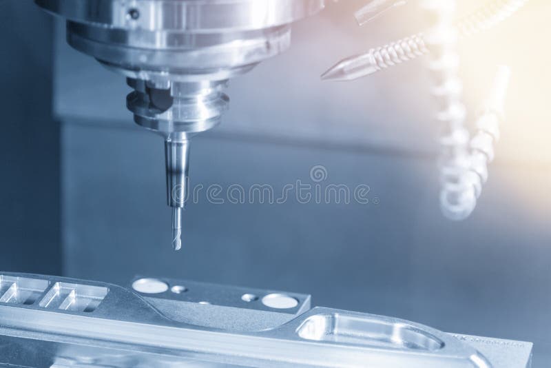 The CNC Milling Machine Cutting the Sample Part. Stock Photo - Image of ...