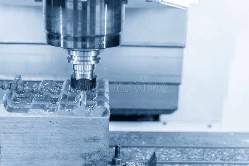 The CNC Milling Machine Cutting the Sample Part. Stock Photo - Image of ...