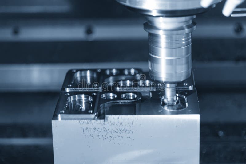 The CNC Milling Machine Cutting the Sample Part. Stock Image - Image of ...