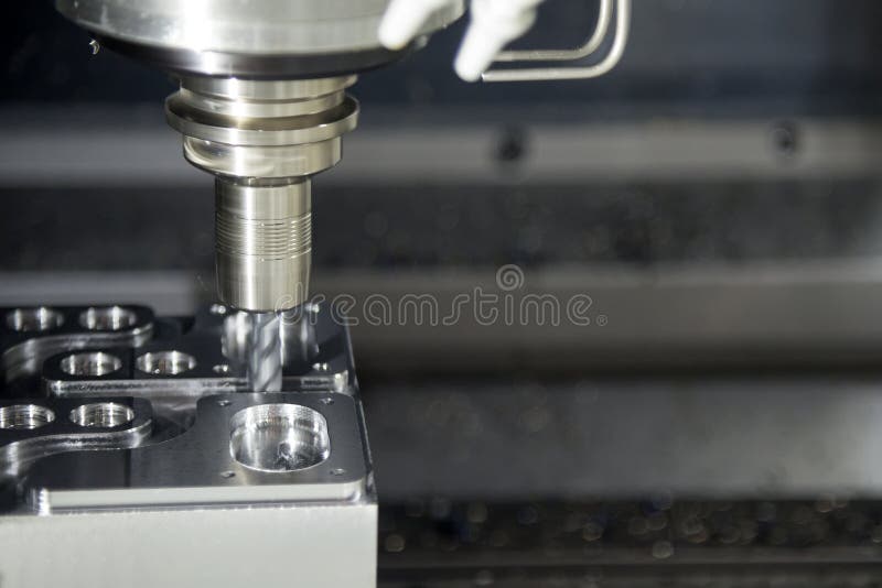 The CNC Milling Machine Cutting the Sample Part. Stock Image - Image of ...