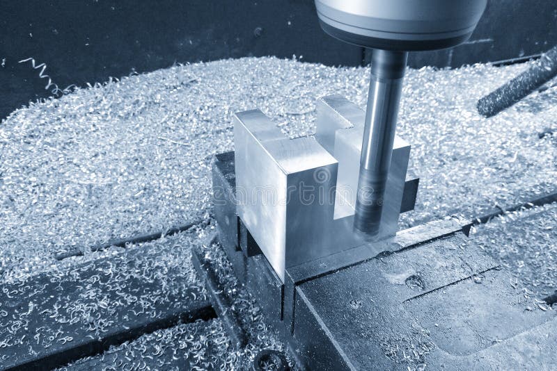 The CNC Milling Machine Cutting the Sample Part Stock Image - Image of ...