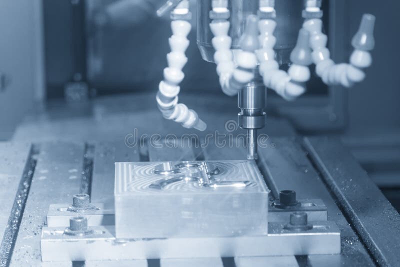 The CNC Milling Machine Cutting the Sample Part Stock Image - Image of ...