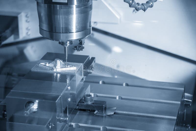 The CNC Milling Machine Cutting the Sample Part with the Solid Ball End ...