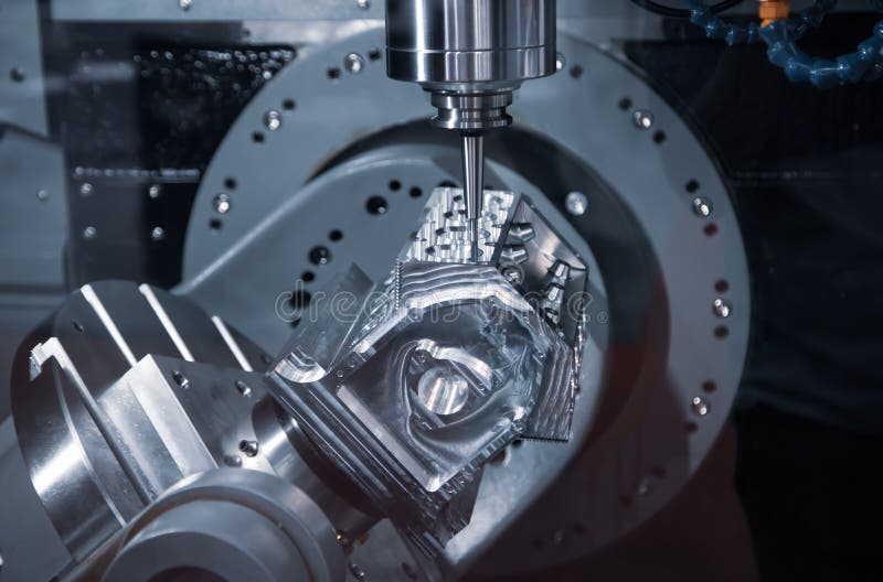 CNC Milling Machine Cutting Workpiece Stock Image - Image of machining ...