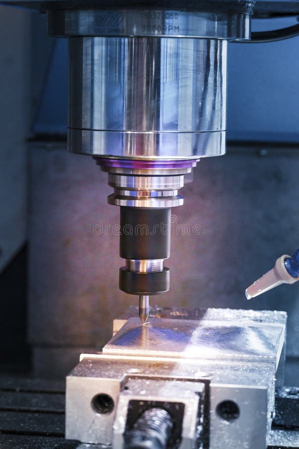 CNC Milling Machine Drilling at the Metal Part by Flat Drill Tools. the ...