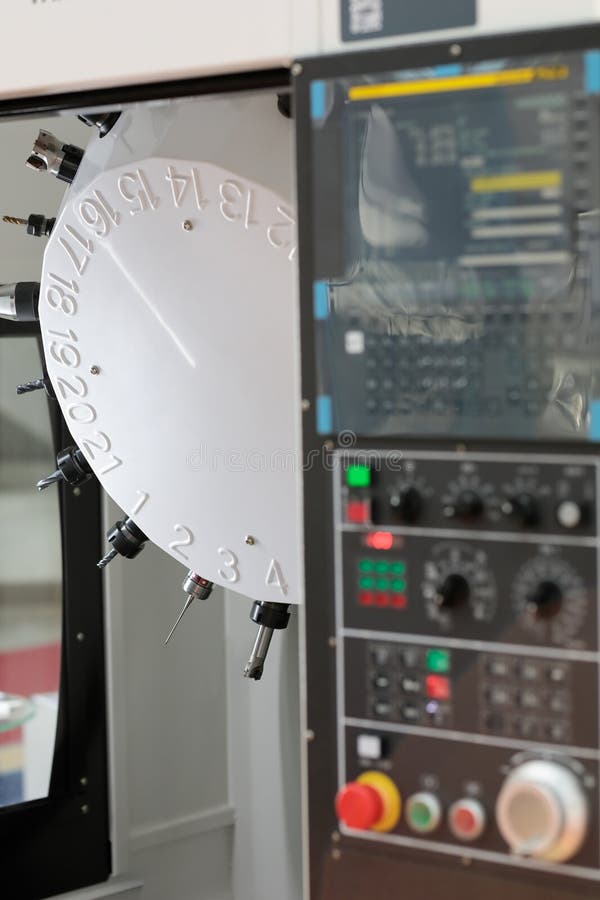 CNC Milling Machine with Drum Type Tool Magazine Stock Image - Image of ...