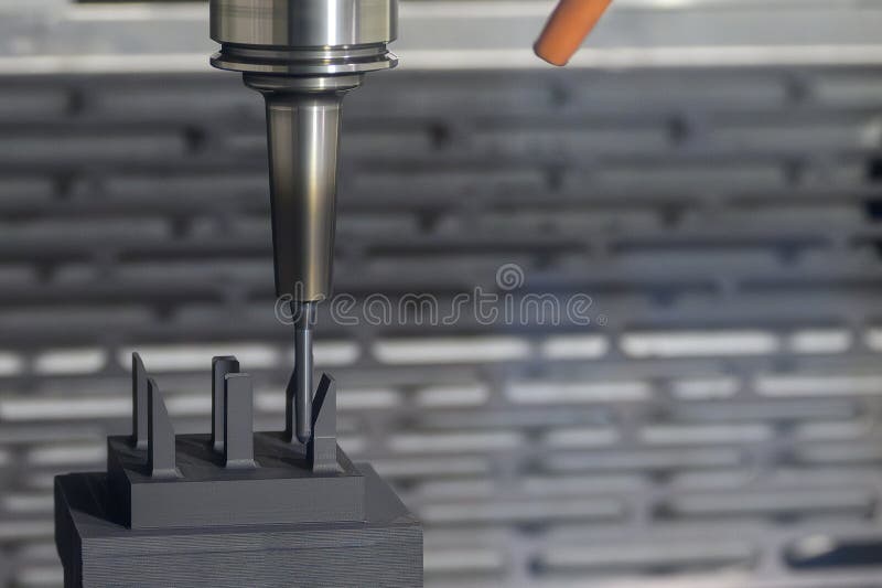 The CNC Milling Machine Finish Cut the Graphite Electrode Parts with ...