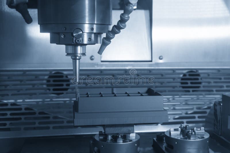 The CNC Milling Machine Finishing Cut the Graphite Electrode Parts with ...