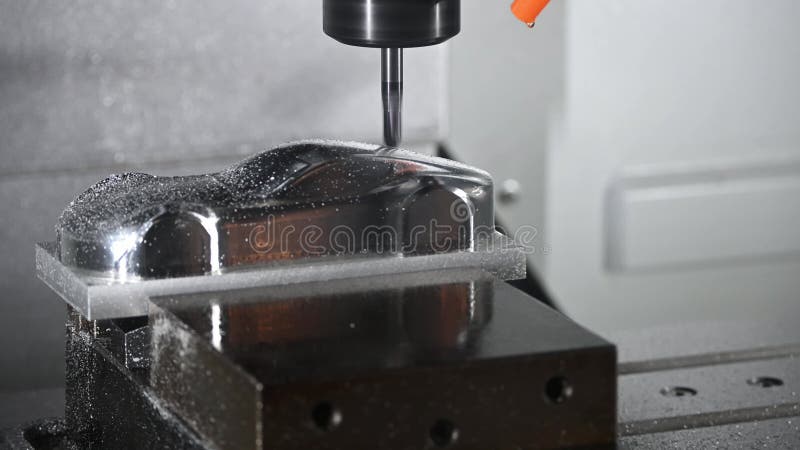 The CNC Milling Machine Finishing Cutting the Sample Car Model Parts by ...