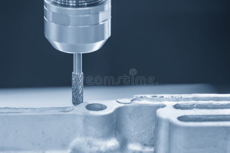 The CNC Milling Machine Grinding the Casting Part by Chamfer Tool Stock ...