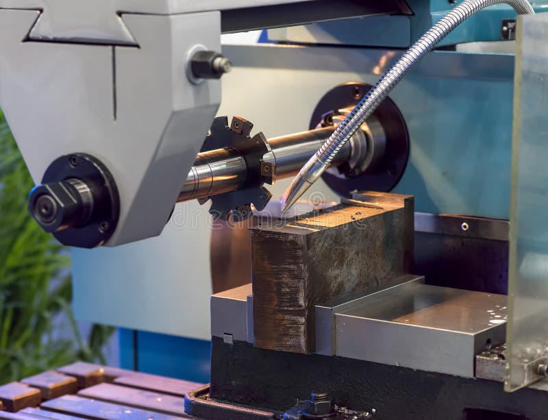 CNC Milling Machine Milling Heads Stock Photo - Image of process ...