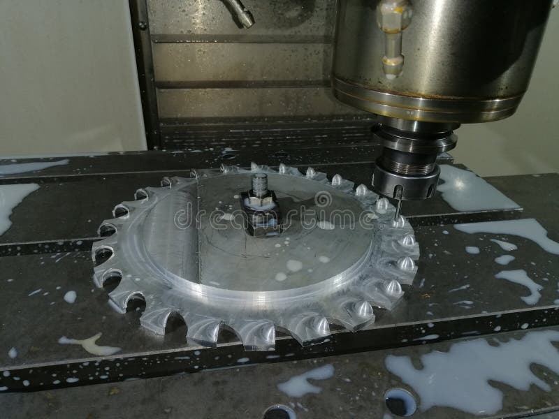 CNC Milling Machine Operation, Aluminium Cutting Stock Image - Image of ...