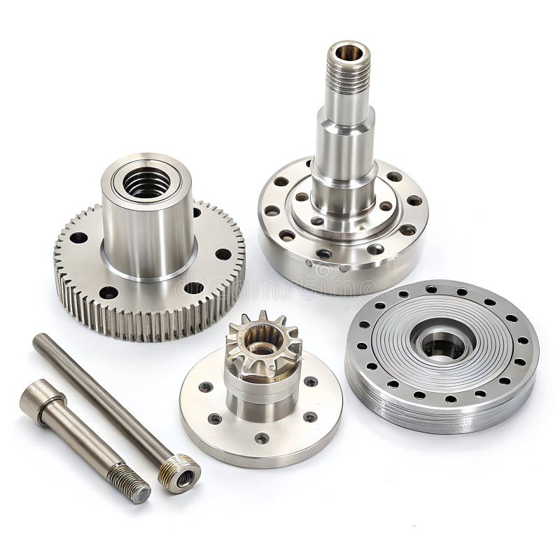 CNC Milling Machine Parts Isolated on White Background Stock ...