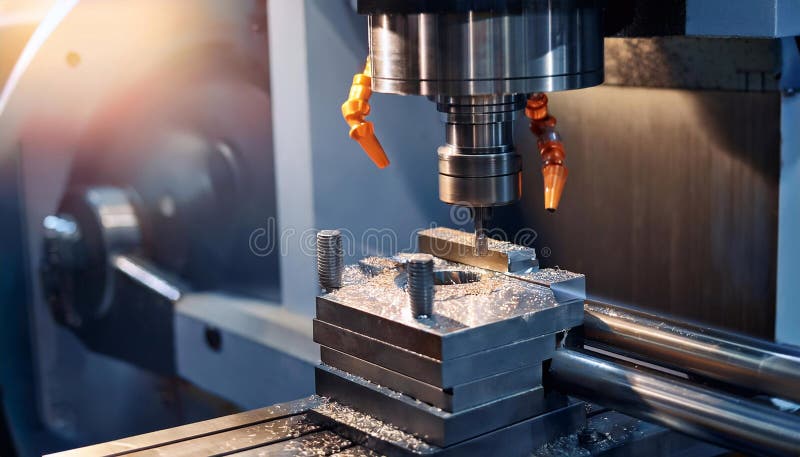 CNC Milling Machine Processing Stock Illustration - Illustration of ...