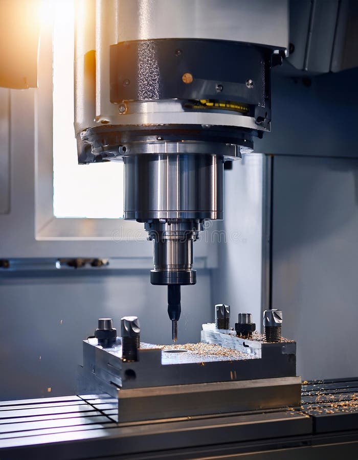 CNC Milling Machine Processing Stock Illustration - Illustration of ...