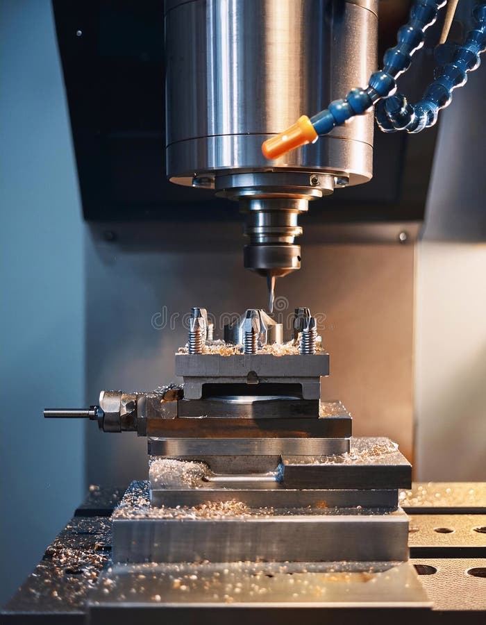 CNC Milling Machine Processing Stock Illustration - Illustration of ...