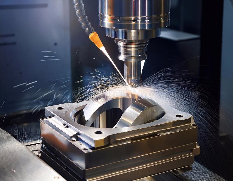 CNC Milling Machine Processing on Steel Stock Illustration ...