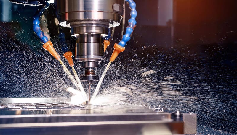 CNC Milling Machine Processing on Steel Stock Illustration ...