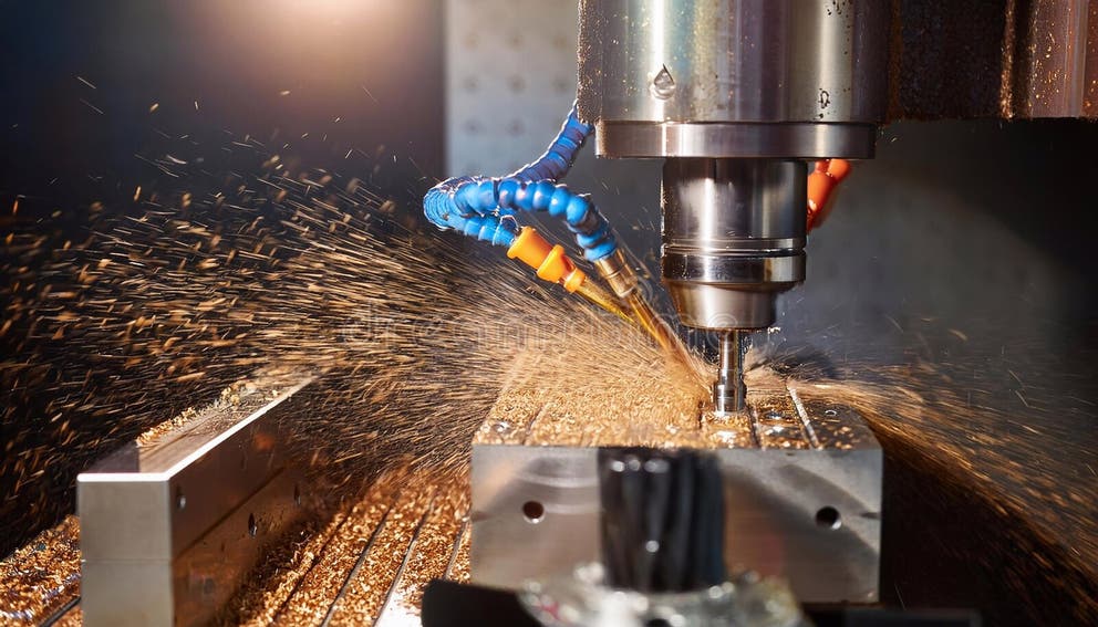 CNC Milling Machine Processing on Steel Stock Illustration ...