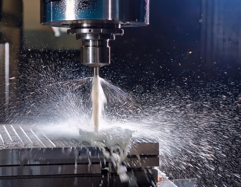 CNC Milling Machine Processing on Steel Stock Illustration ...