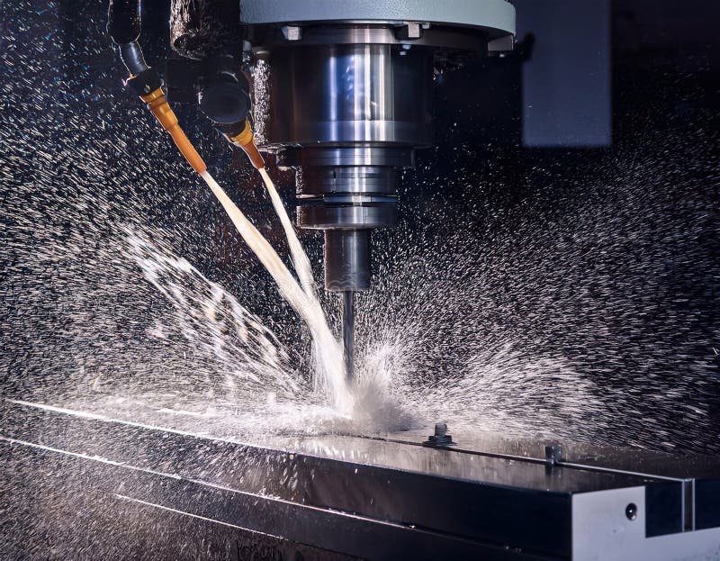 CNC Milling Machine Processing on Steel Stock Illustration ...