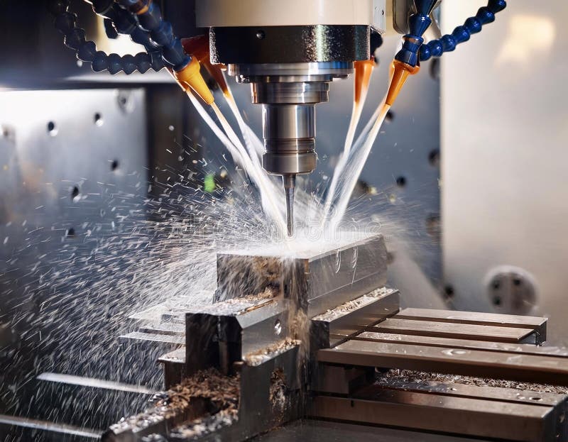 CNC Milling Machine Processing on Steel Stock Illustration ...
