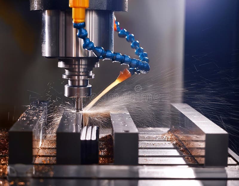 CNC Milling Machine Processing on Steel Stock Illustration ...