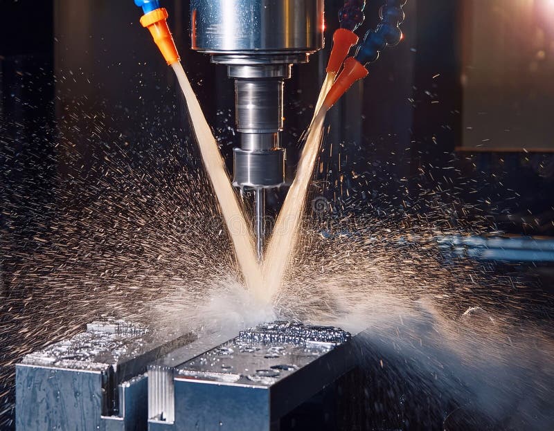 CNC Milling Machine Processing on Steel Stock Illustration ...