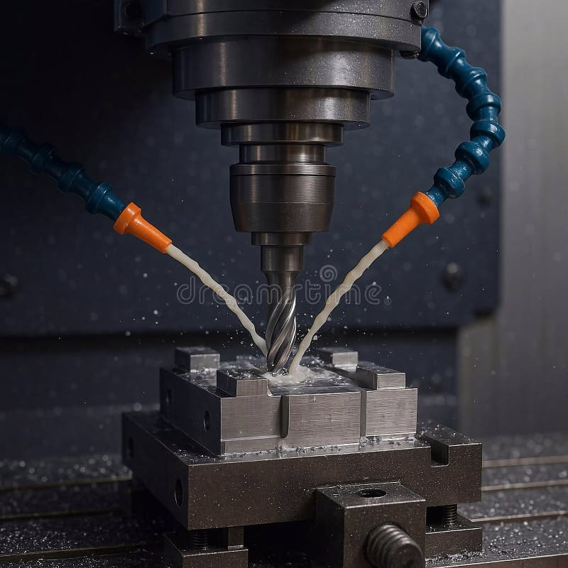 CNC Milling Machine Processing on Steel Stock Illustration ...