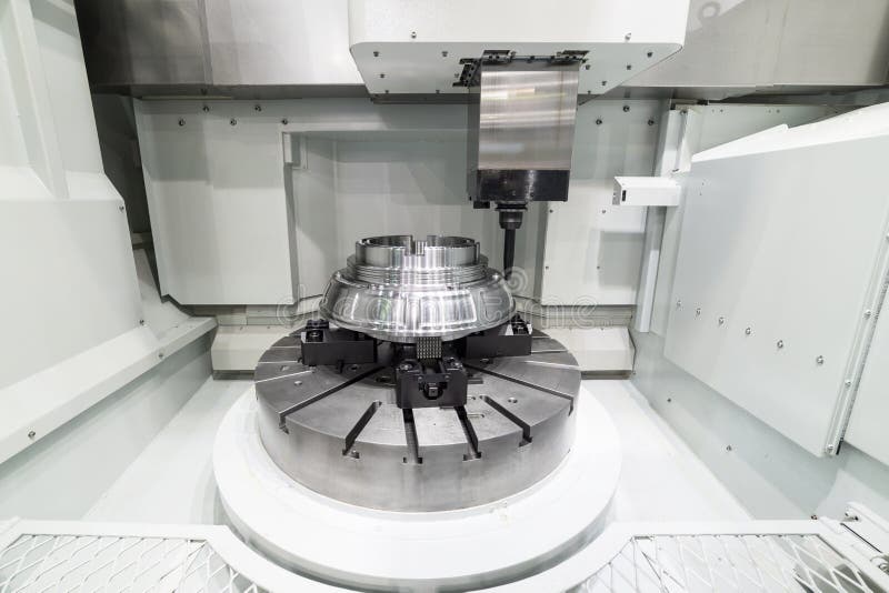 CNC Milling Machine Produces a Large Part Machining. Stock Photo ...