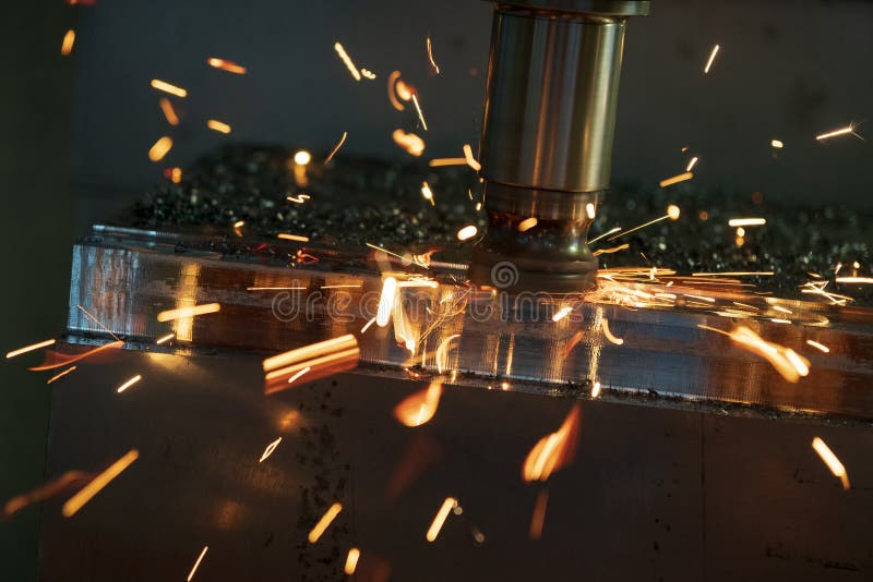 The CNC Milling Machine Rough Cutting with the Indexable Tool. Stock ...