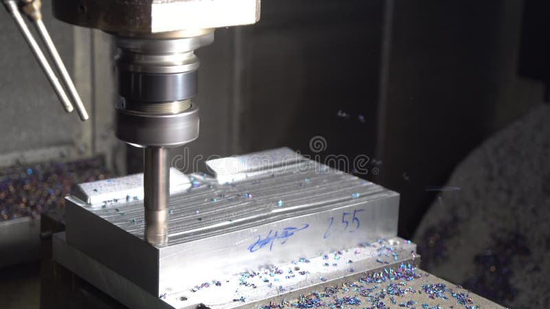 The CNC Milling Machine Rough Cutting the Injection Mold Insert Part by ...