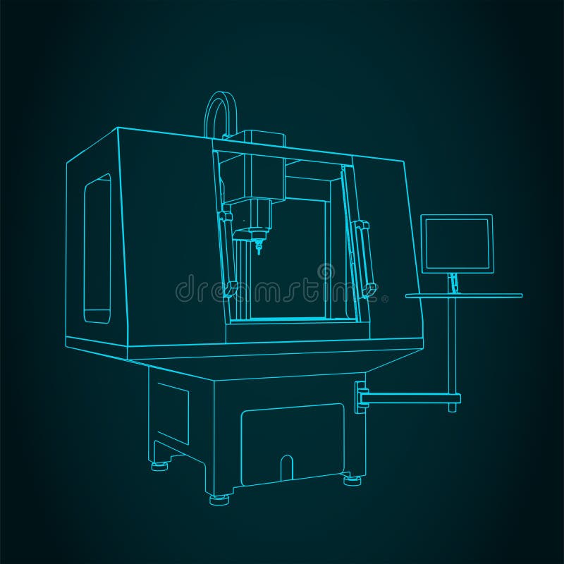 Automatic CNC Milling Machine Blueprints Stock Vector - Illustration of ... Automatic CNC Milling Machine Blueprints Stock Vector - Illustration of ...