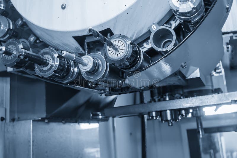 The CNC Milling Machine Tool Magazine in the Light Blue Scene Stock ...