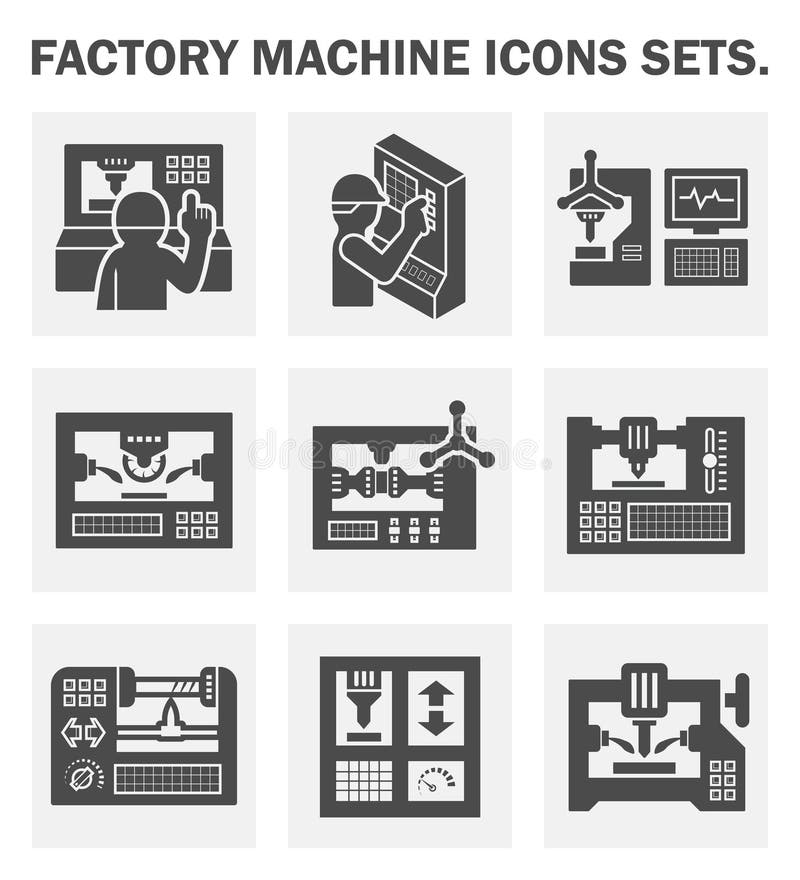 Smart Factory Icons Like Sensor, Rfid, Production Process, Automation ...