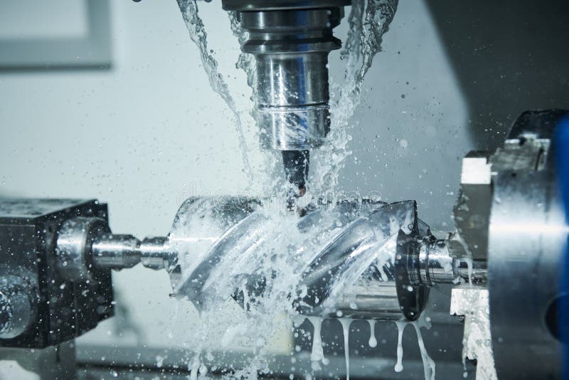 CNC Milling Machine Work. Metal Worm Gear Processing Stock Photo ...