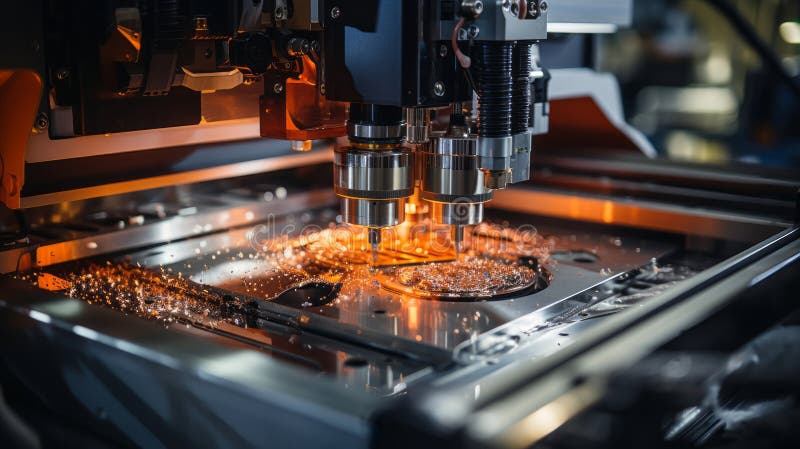 The CNC Milling Machine is Working. Generative AI. Stock Illustration ...