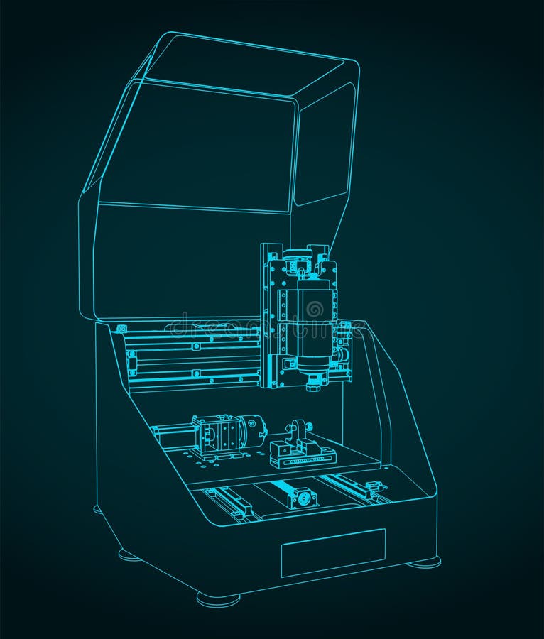 CNC Milling Machine Blueprints Illustration Stock Vector - Illustration ...