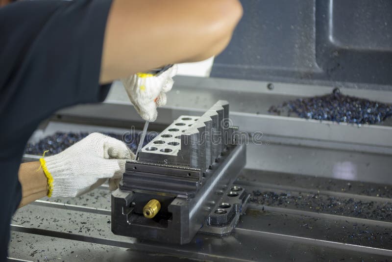 The CNC Operator Prepare Work Pieces Stock Image - Image of people ...