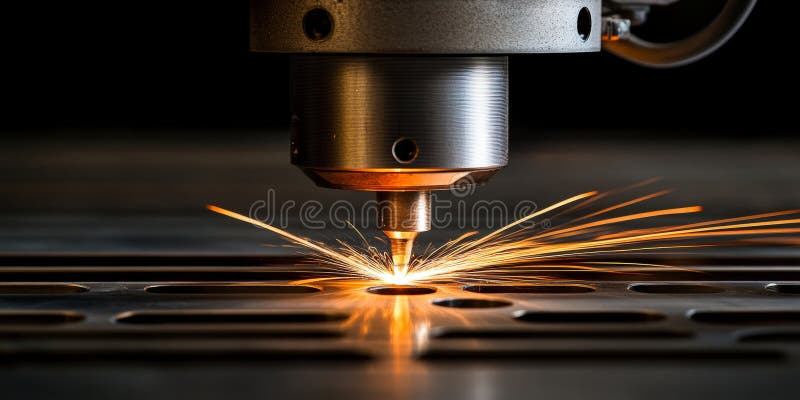 CNC Plasma Cutting Machine in Action, Sparks Flying, Industrial ...