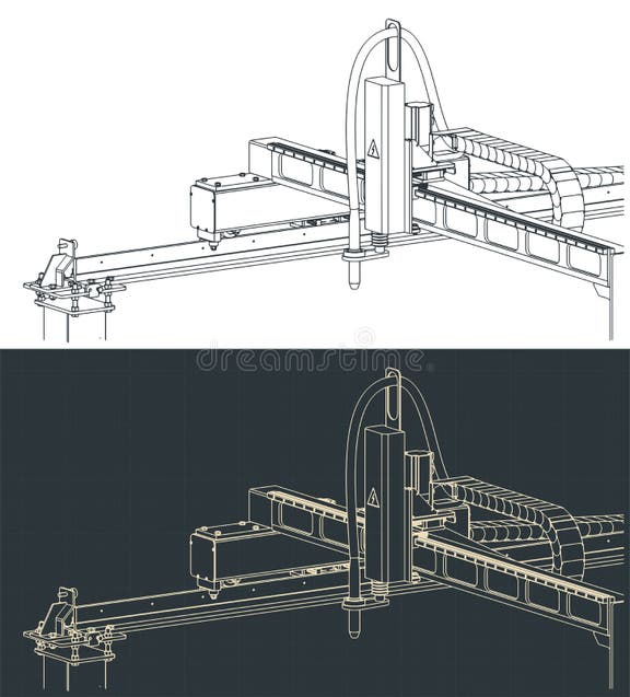CNC Plasma Cutting Machine Drawing Stock Vector - Illustration of ...