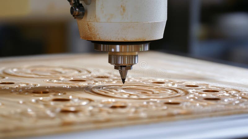 CNC Router Carving Intricate Wooden Design Stock Illustration ...