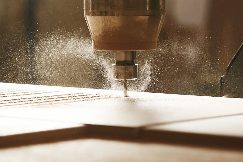 CNC Router Machine Creates a Layout of the Shelf Complex. Stock Image ...