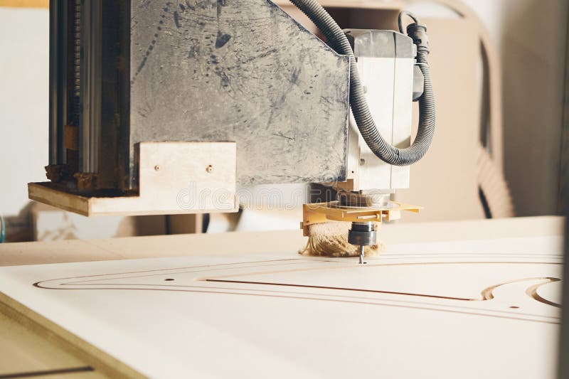 CNC Router Machine Creates a Layout of the Shelf Complex. Stock Photo ...