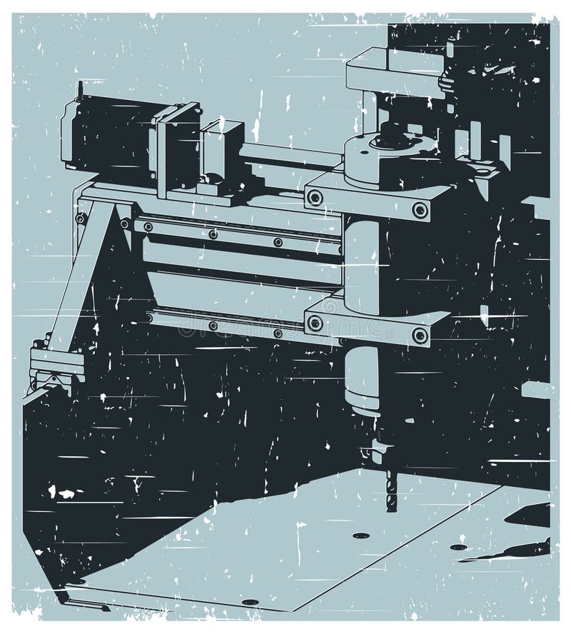 CNC Router Sclose-up Retro Poster Stock Vector - Illustration of router ...